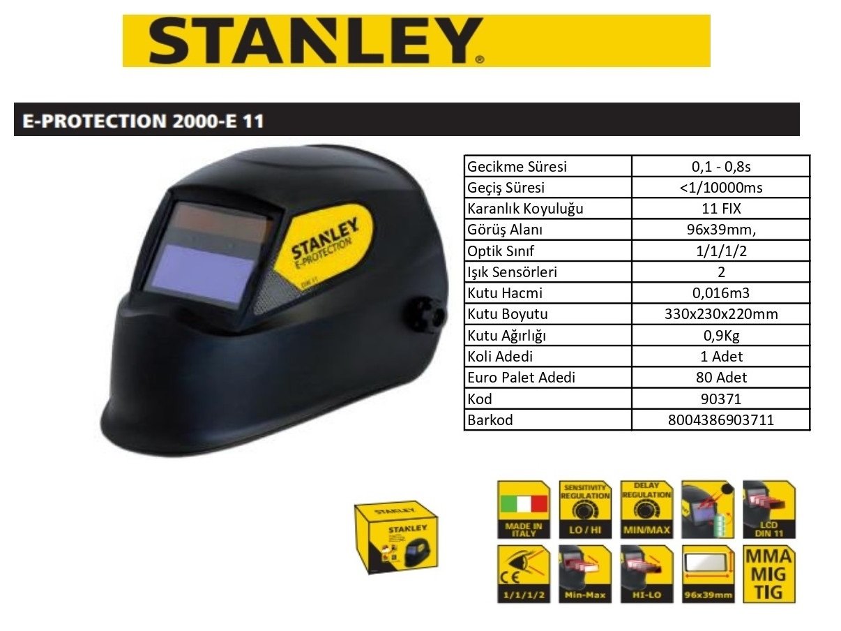 Stanley E-Protection 2000-E11 Kolormatik Kaynak Maskesi - WELDMAC
